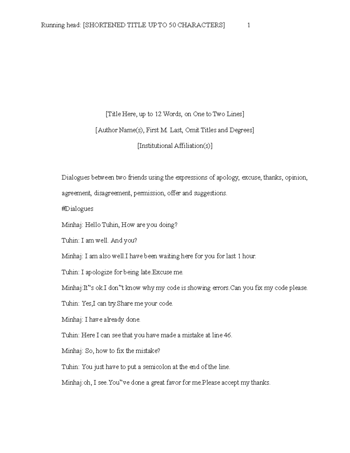 Document - important - Running head: [SHORTENED TITLE UP TO 50 ...