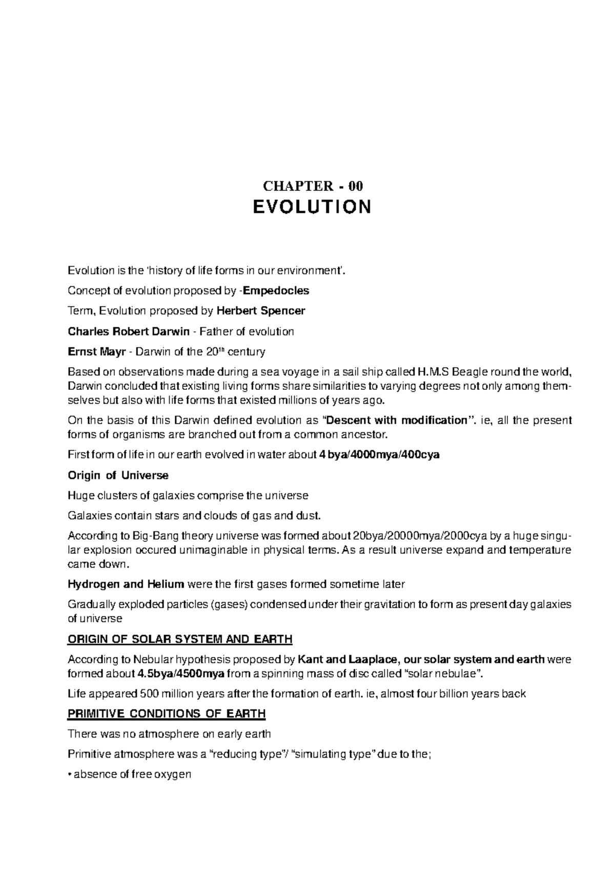 Evolution - capsule note - Evolution is the ‘history of life forms in ...