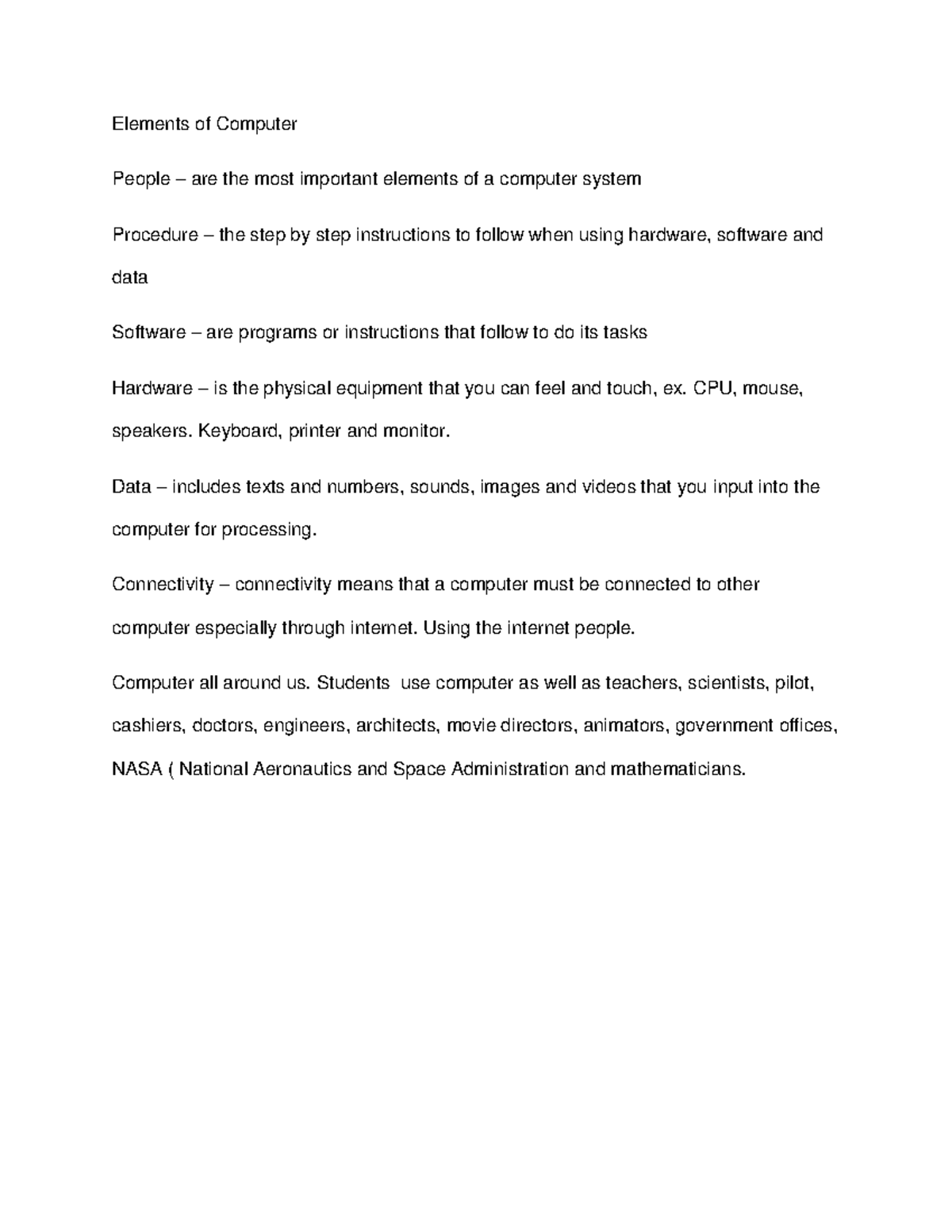 Elements of Computer 010934 - Elements of Computer People – are the ...