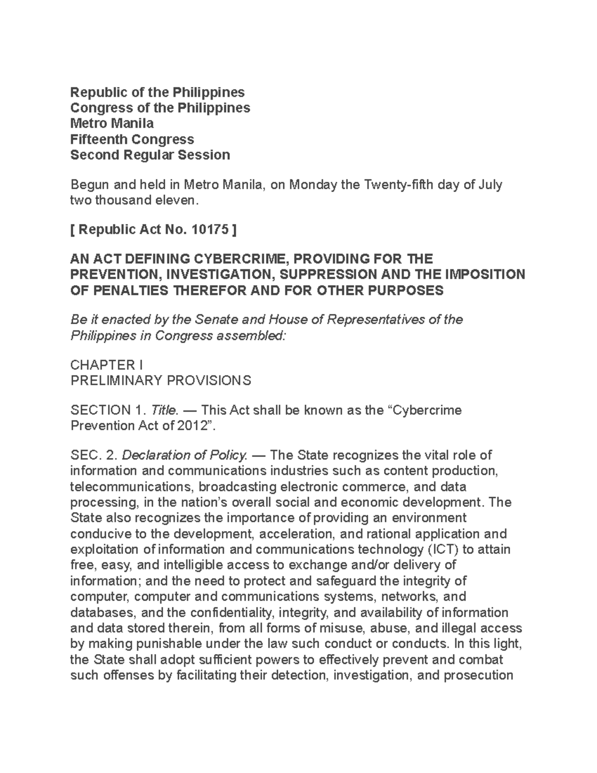 Republic of the Philippines - Republic of the Philippines Congress of ...