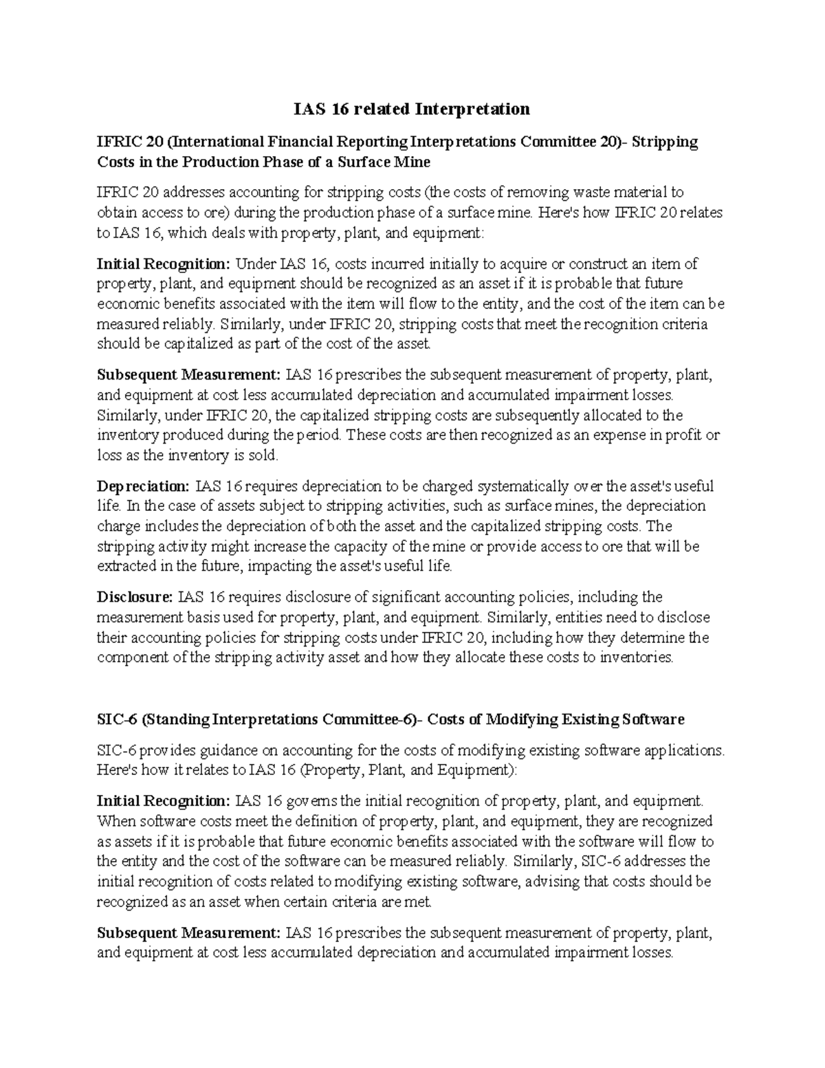 Intermediate Financial Accounting - IAS 16 related Interpretation IFRIC ...