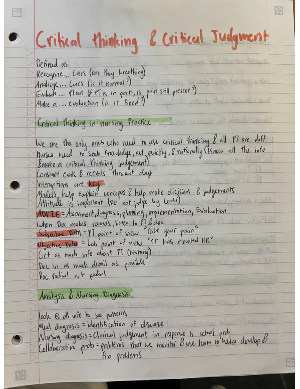 First page notes - Critical thinking Critical Judgment Defined as ...