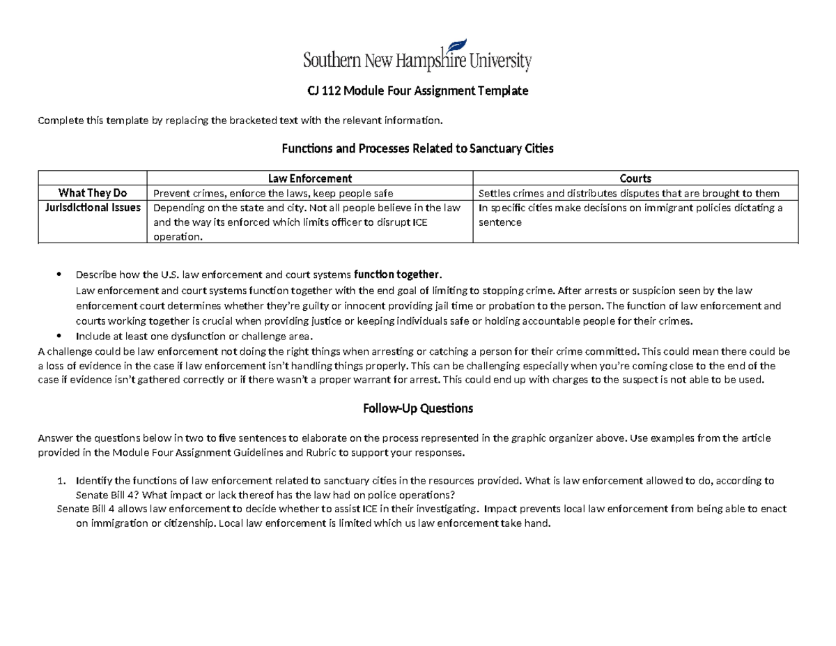 Cj 112 Module 4 Assignment Cj 112 Module Four Assignment Template Complete This Template By
