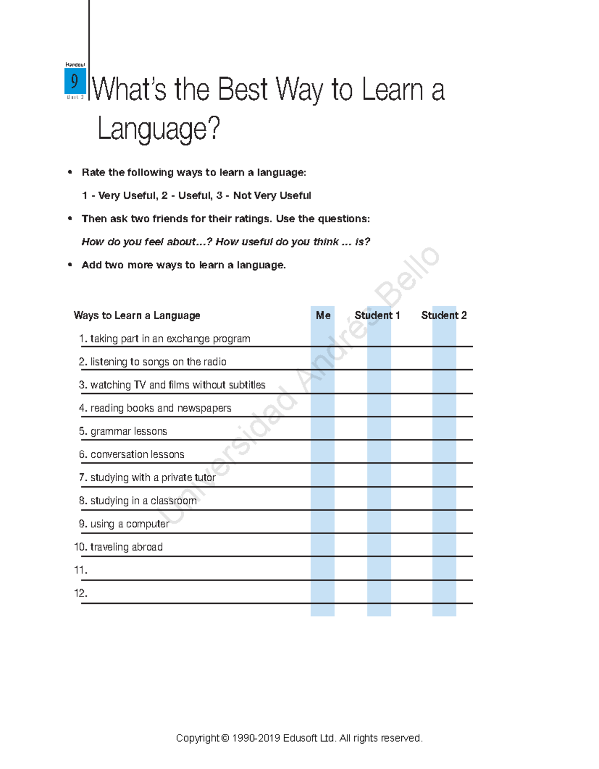Intermediate 1 - Handout - all units (arrastrado) - Handout From ...