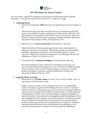 PSY 328 Module Six Journal Template - PSY 328 Module Six Journal ...