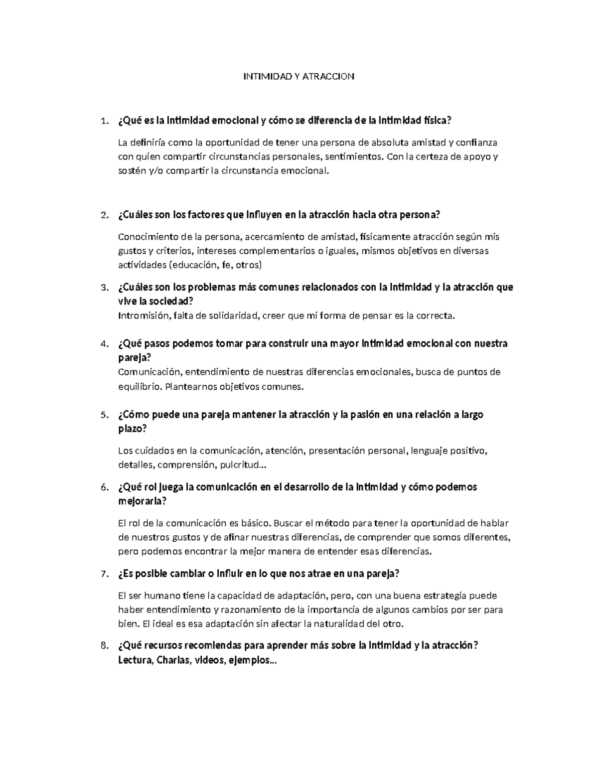 Intimidad Y Atraccion l - INTIMIDAD Y ATRACCION ¿Qué es la intimidad ...