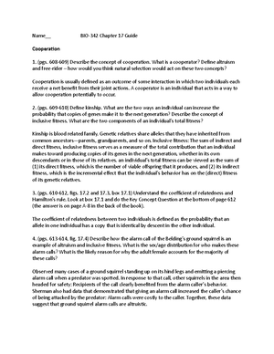 Bio342 CH16 Guide lecture notes - Name_ BIO-342 Chapter 16 Guide (pgs ...