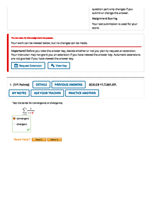 11.8 Power Series - Math 152, section 4, Spring 2023 Web Assign - Find the radius of convergence ...