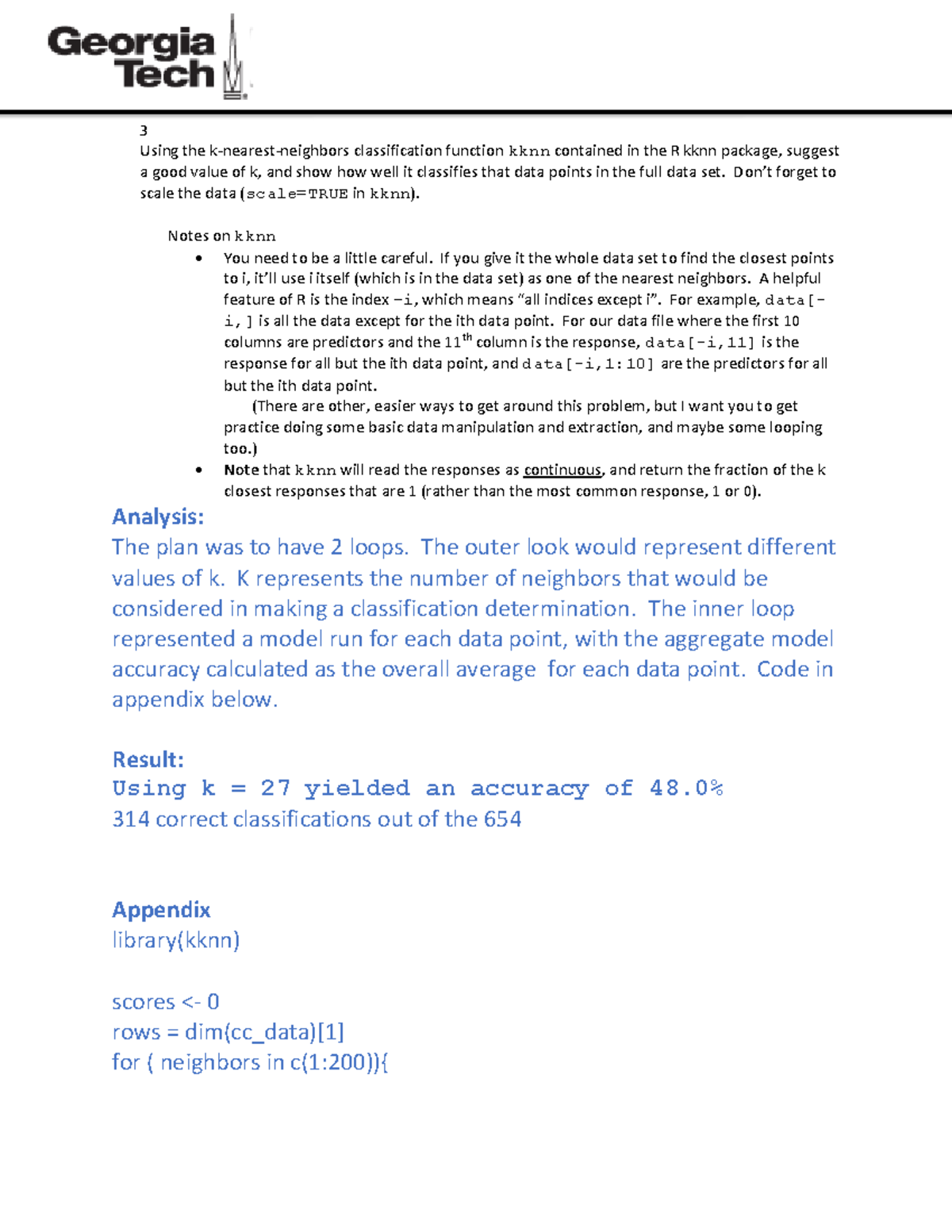 Question 2 - Homework - 3 Using the k-nearest-neighbors classification ...
