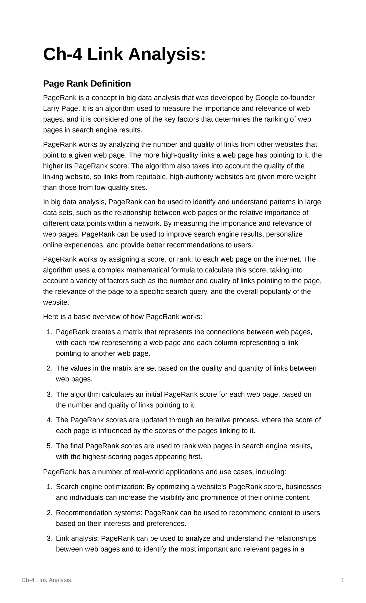 BDA Ch-4 - Link Analysis - Ch-4 Link Analysis: Page Rank Definition ...