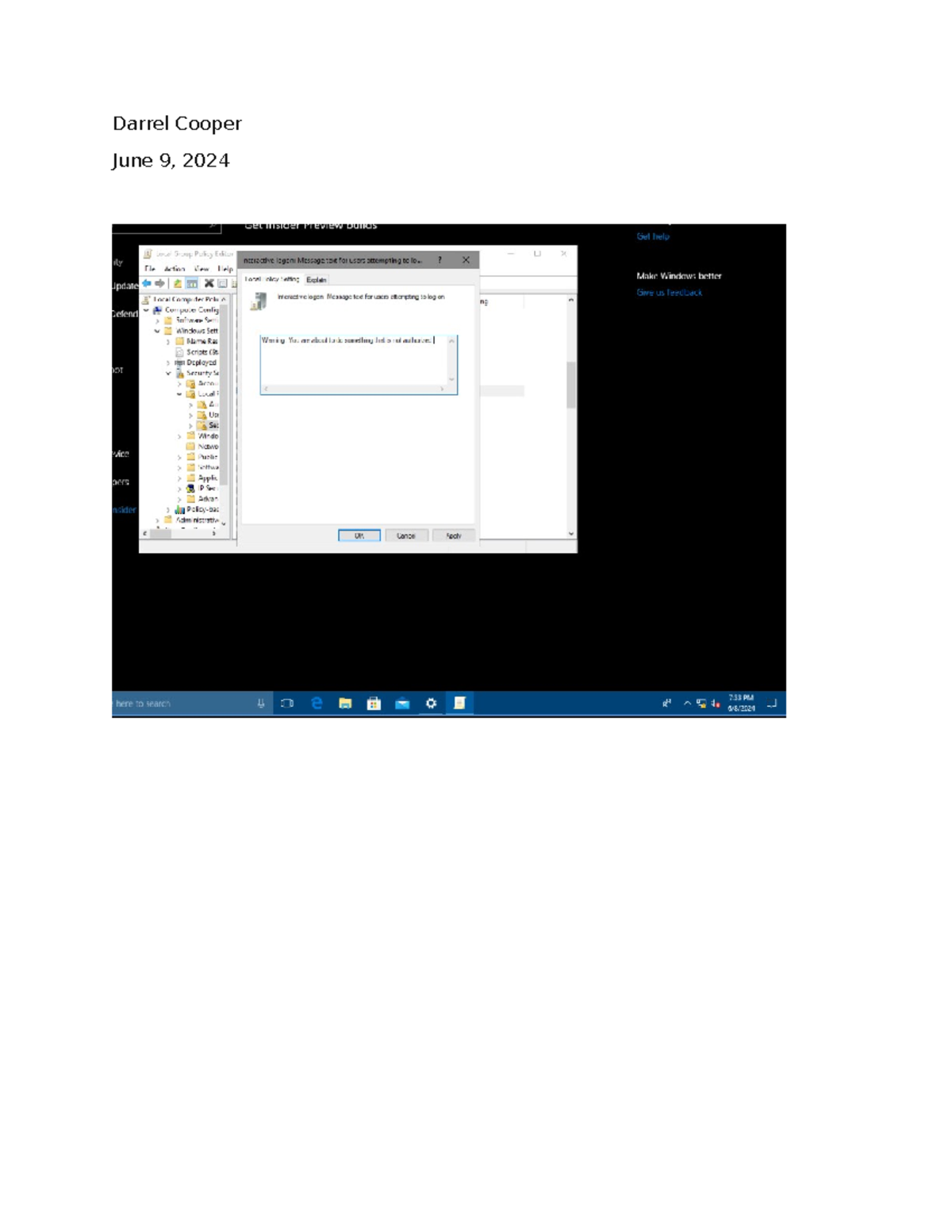 CYB 200 M5 Project One - Details for assignment - Darrel Cooper June 9, 2024 describe the ...