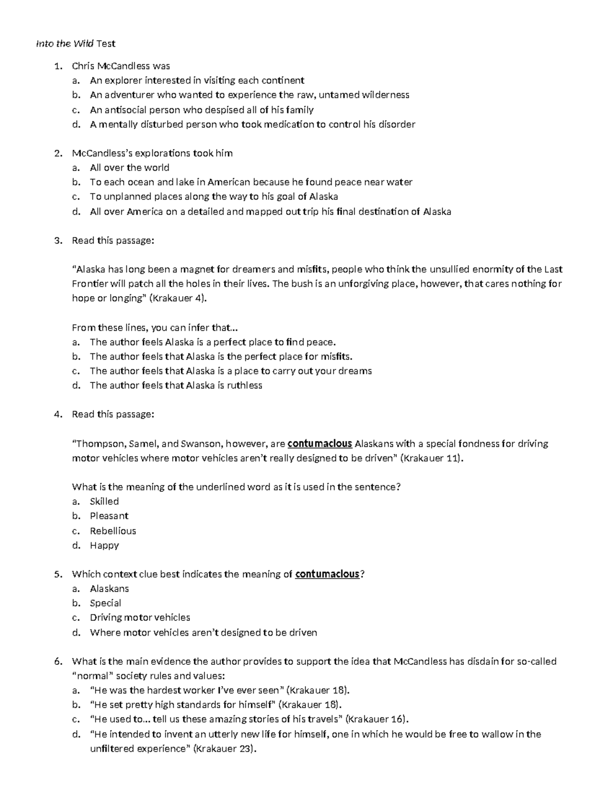 Into+the+Wild+Test - Summary Into the Wild - Into the Wild - Into the ...
