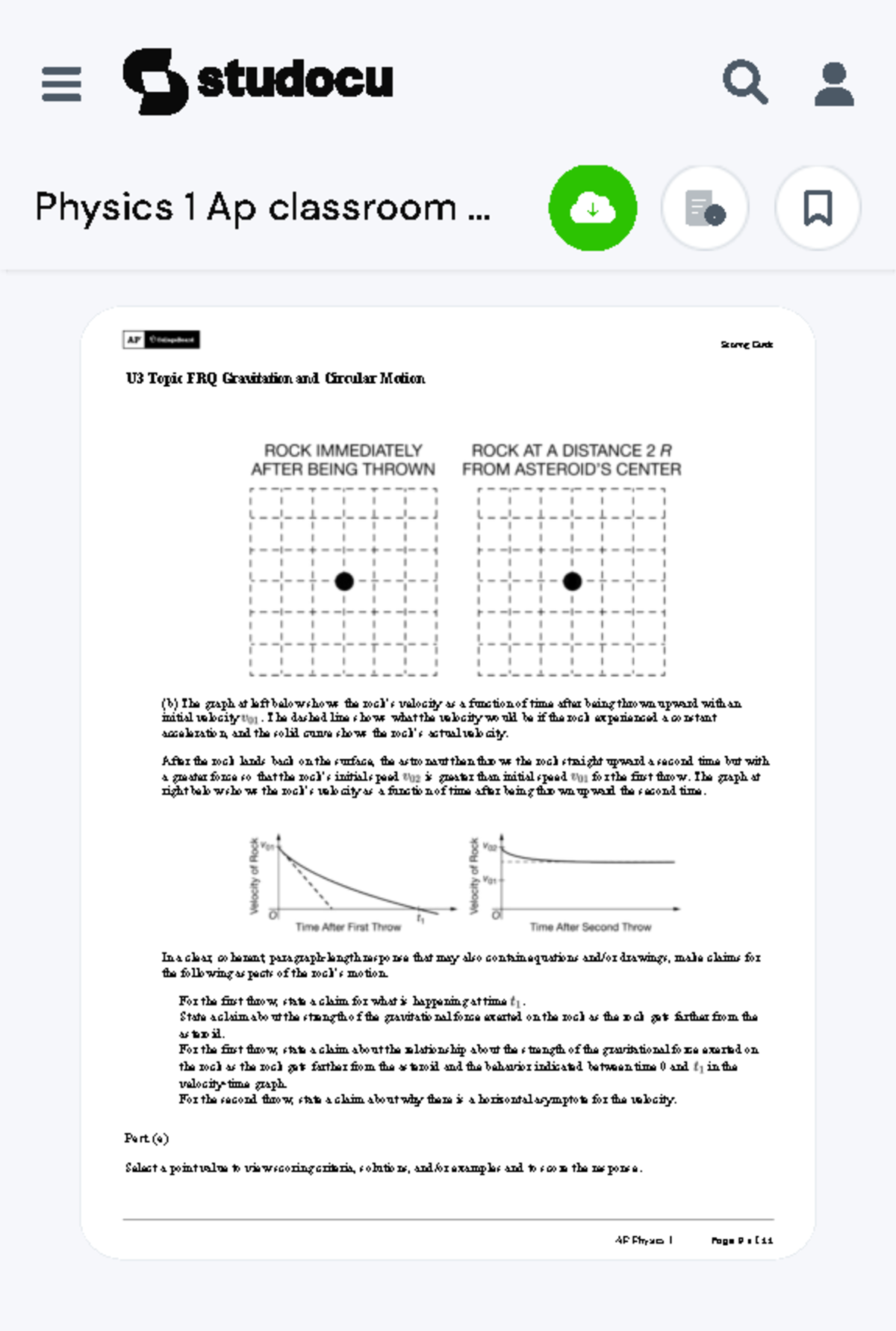 Physics 1 Ap classroom unit 3 - This question is a long free-response ...