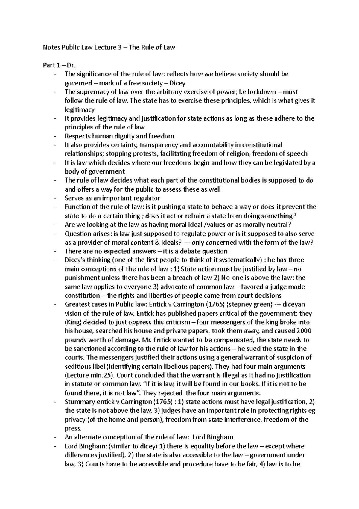 Public Law Lecture 3 Rule of Law (Separation of Power) - LAW4001 - QMUL ...