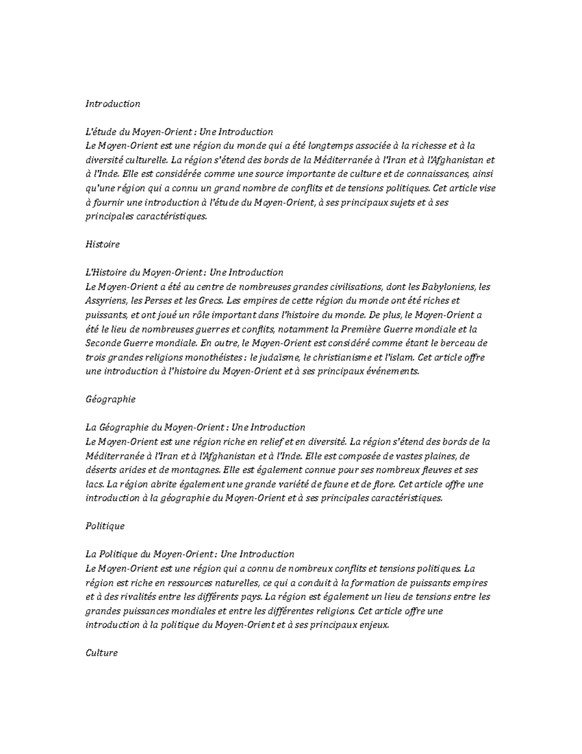 Middle Eastern Studies note study - Introduction L'étude du Moyen ...