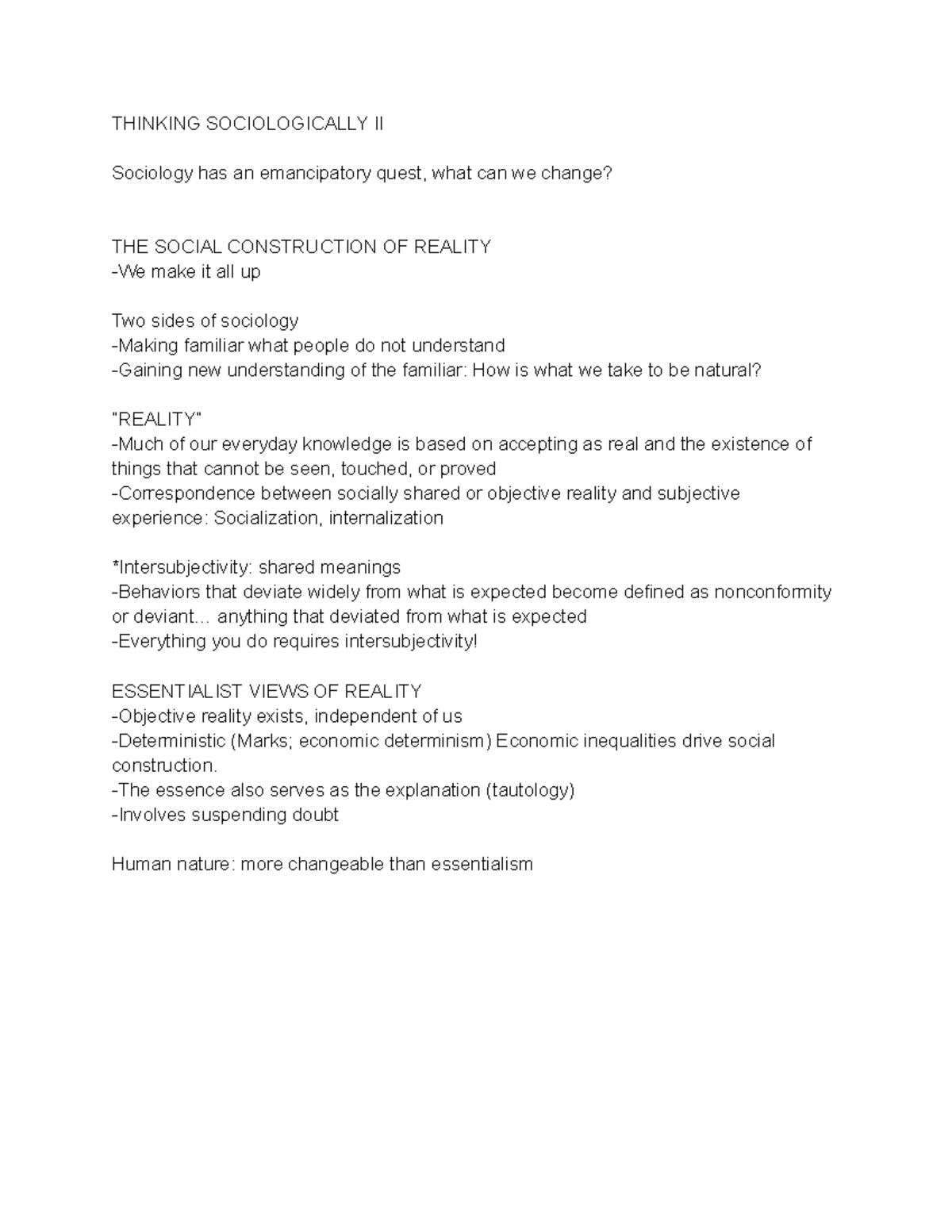 Sociology 140 thinking sociologically II - THINKING SOCIOLOGICALLY II ...