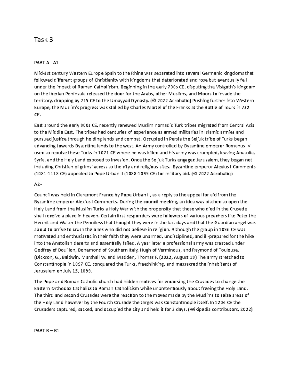 Task 3 22 - assignment - Task 3 PART A - A Mid-1st century Western Europe Spain to the Rhine was ...