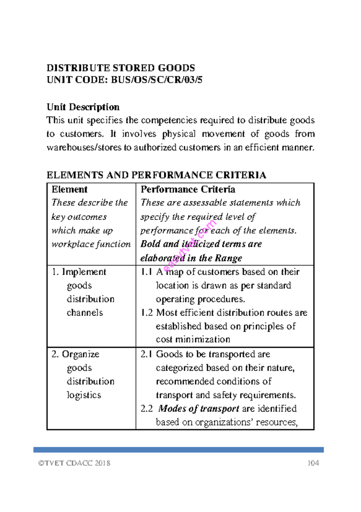 Stored goods - Supply chain operation - DISTRIBUTE STORED GOODS UNIT ...
