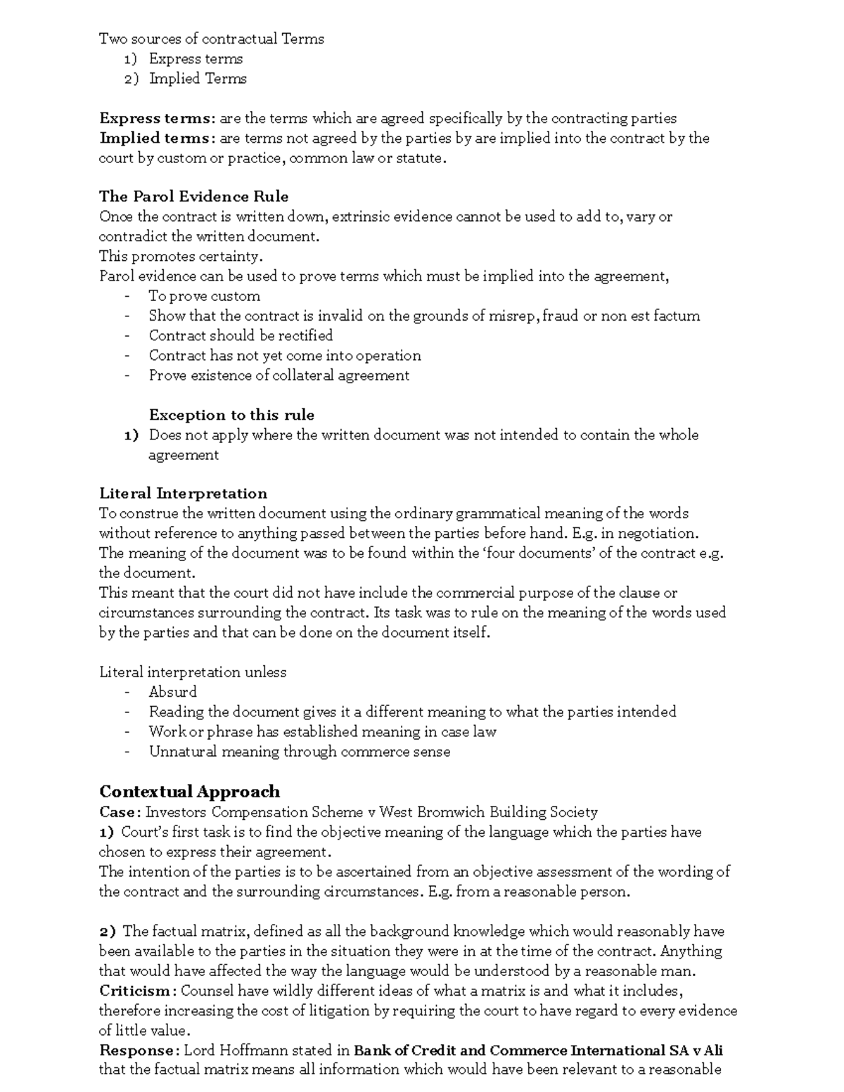 Interpretation of contracts - Two sources of contractual Terms 1 ...