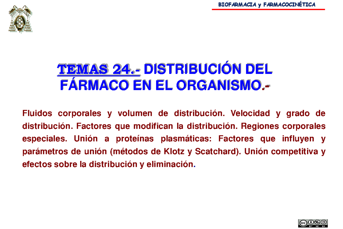 Tema 24 Distribucion 2019 bf - BIOFARMACIA y FARMACOCINÉTICA TEMAS 24 ...