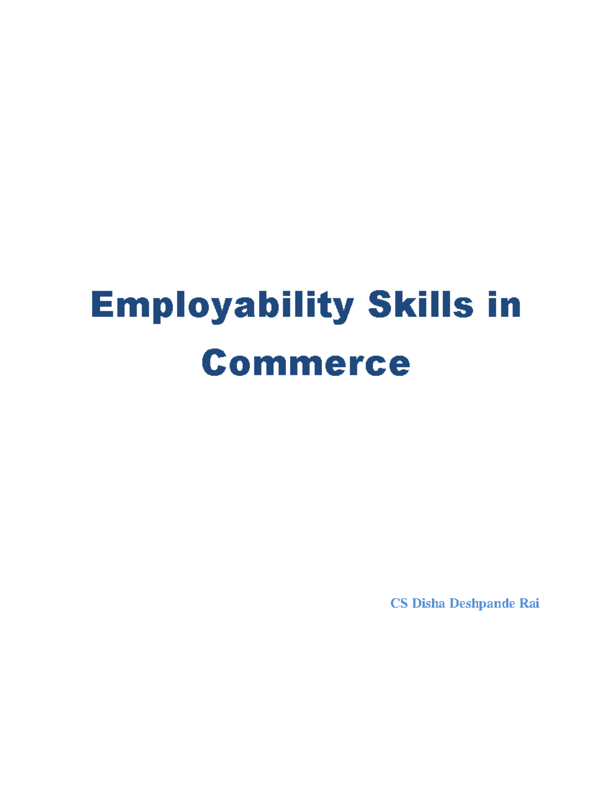 Employability Skills in Commerce Unit - 1 - Employability Skills in ...