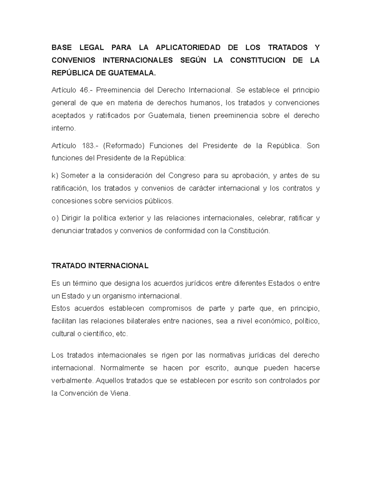 Tratados Internacionales - BASE LEGAL PARA LA APLICATORIEDAD DE LOS ...