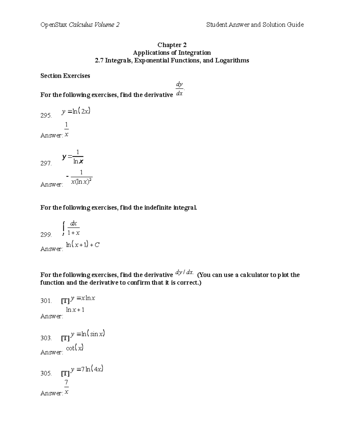 Calculus Volume 2 SASG 02 07 - Chapter 2 Applications of Integration 2 ...