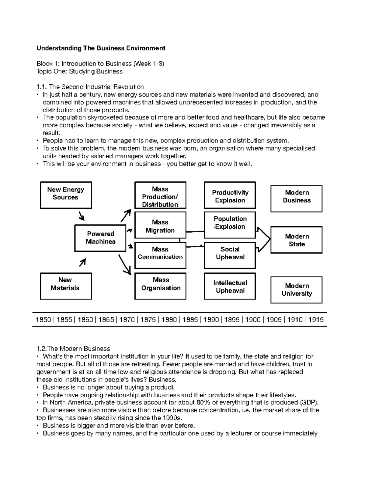 Notes - Understanding The Business Environment Block 1: Introduction to ...