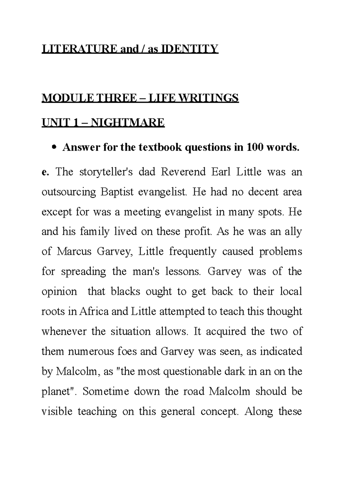 Literature And As Identity Module 3 U1 Notes Part B LITERATURE