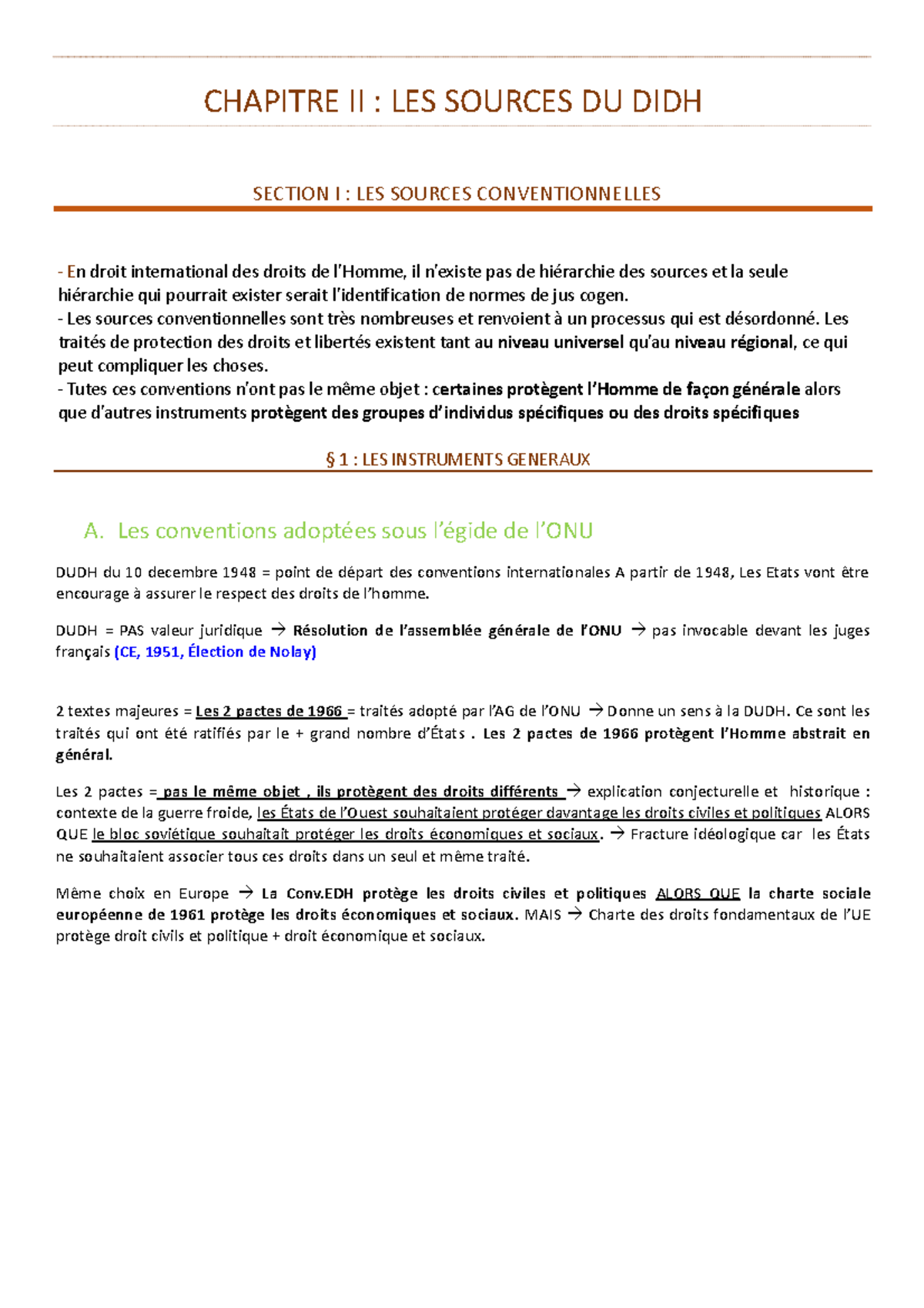 Chapitre 2 DIDH - note de cours pour révision - CHAPITRE II : LES ...
