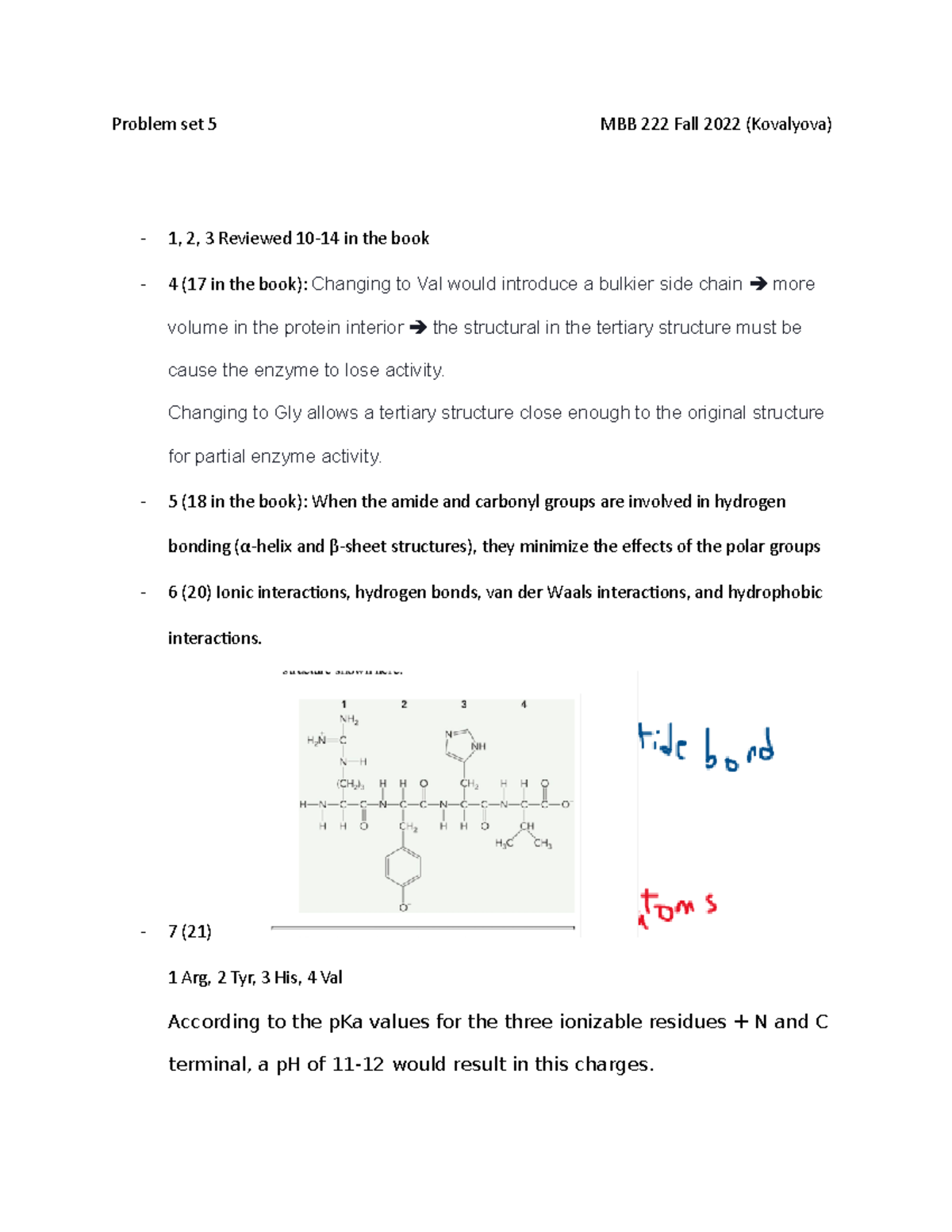 Problem set 5 MBB 222 Fall 2022 - Problem set 5 MBB 222 Fall 2022 (Kovalyova) 1, 2, 3 Reviewed ...