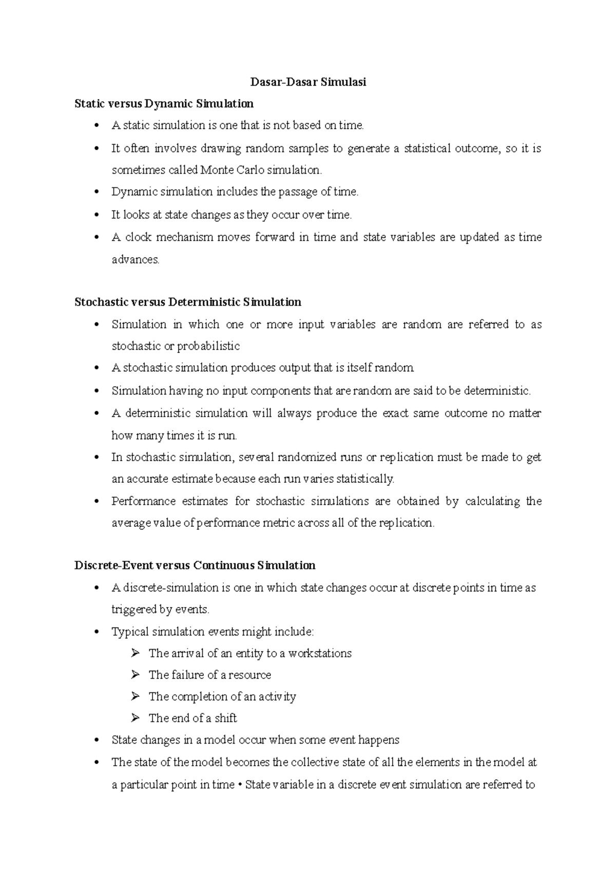 Dasar Simulasi - Dasar-Dasar Simulasi Static versus Dynamic Simulation ...