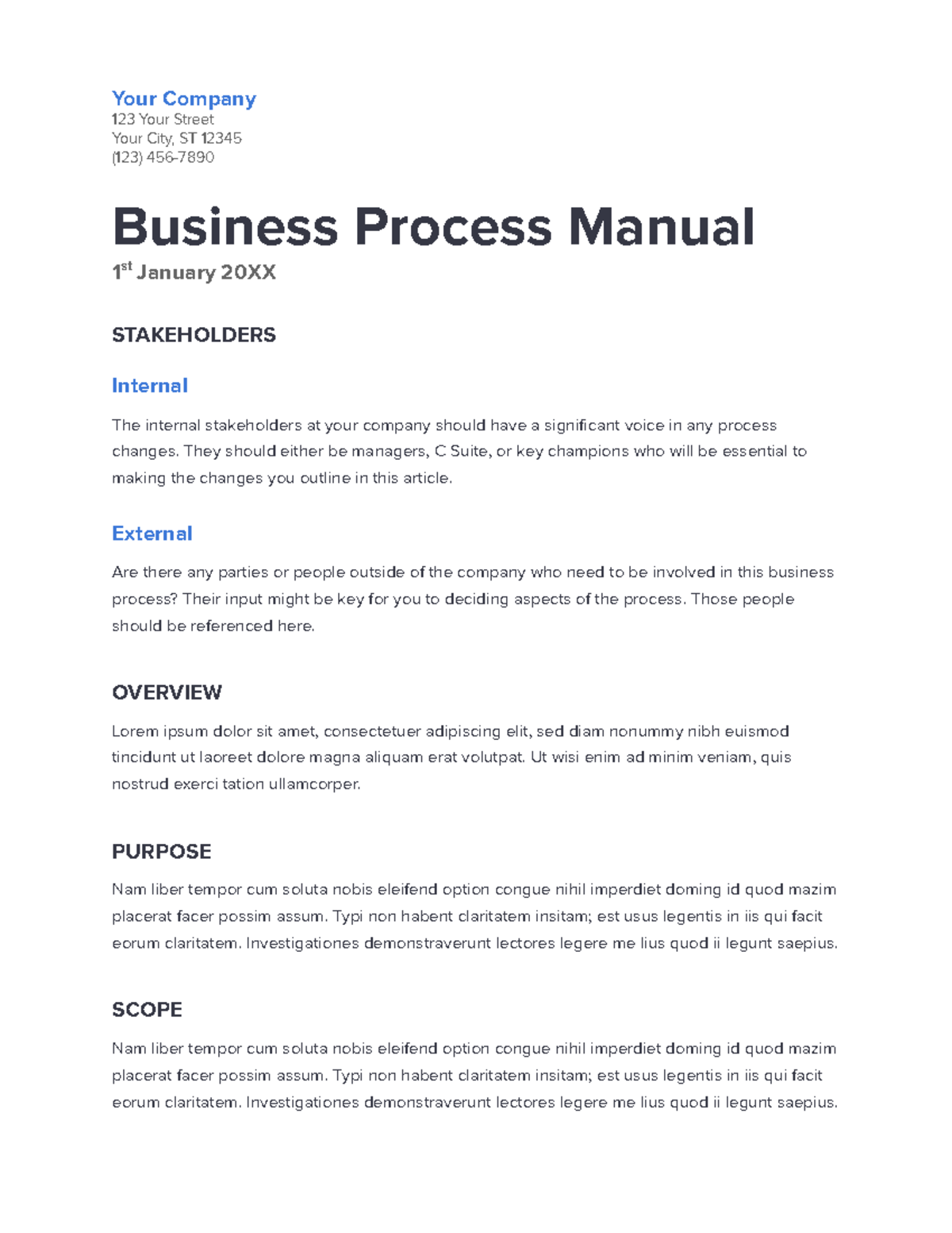 Business process manual - Your Company 123 Your Street Your City, ST ...