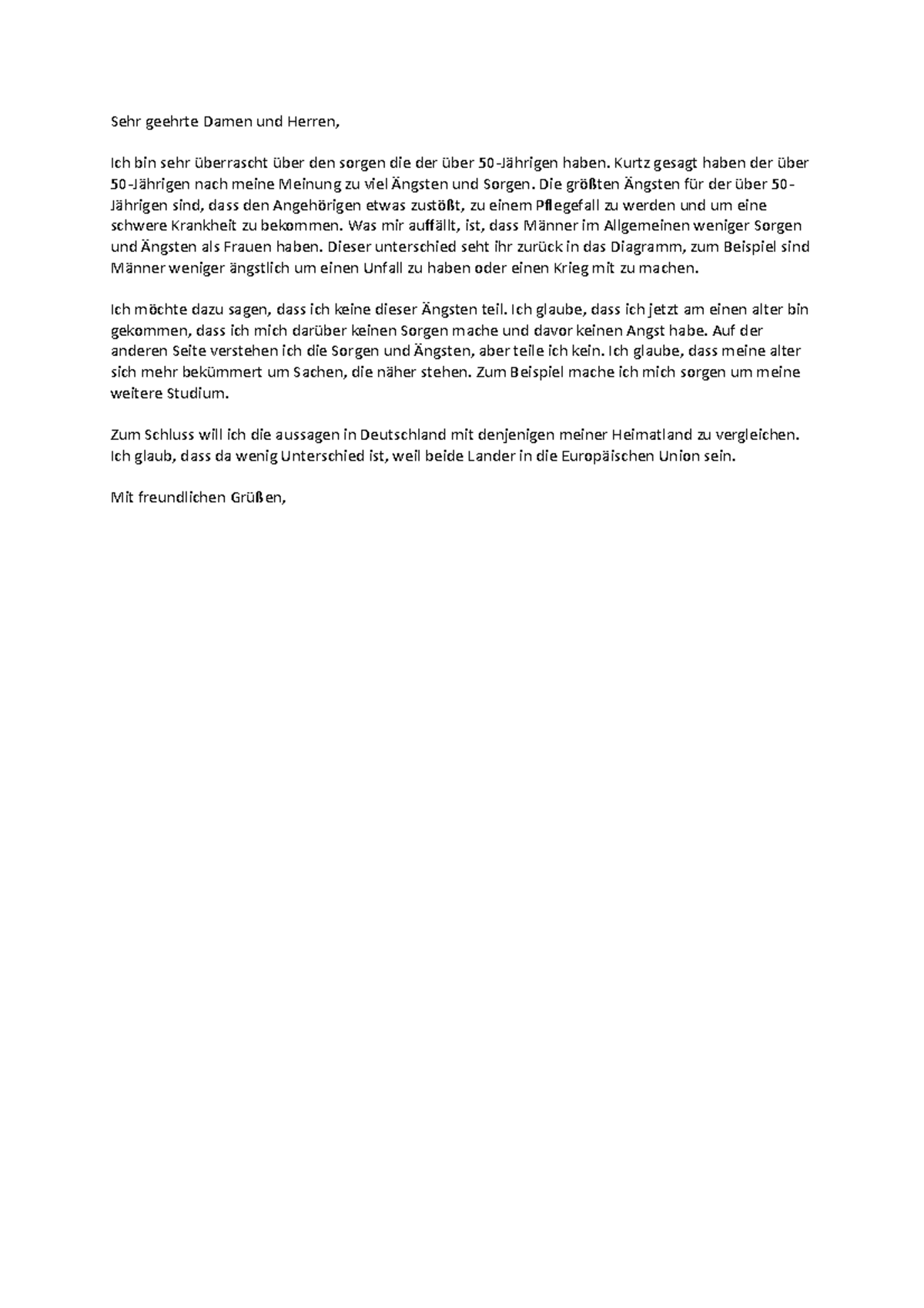 Brief duits - Sehr geehrte Damen und Herren, Ich bin sehr überrascht ...