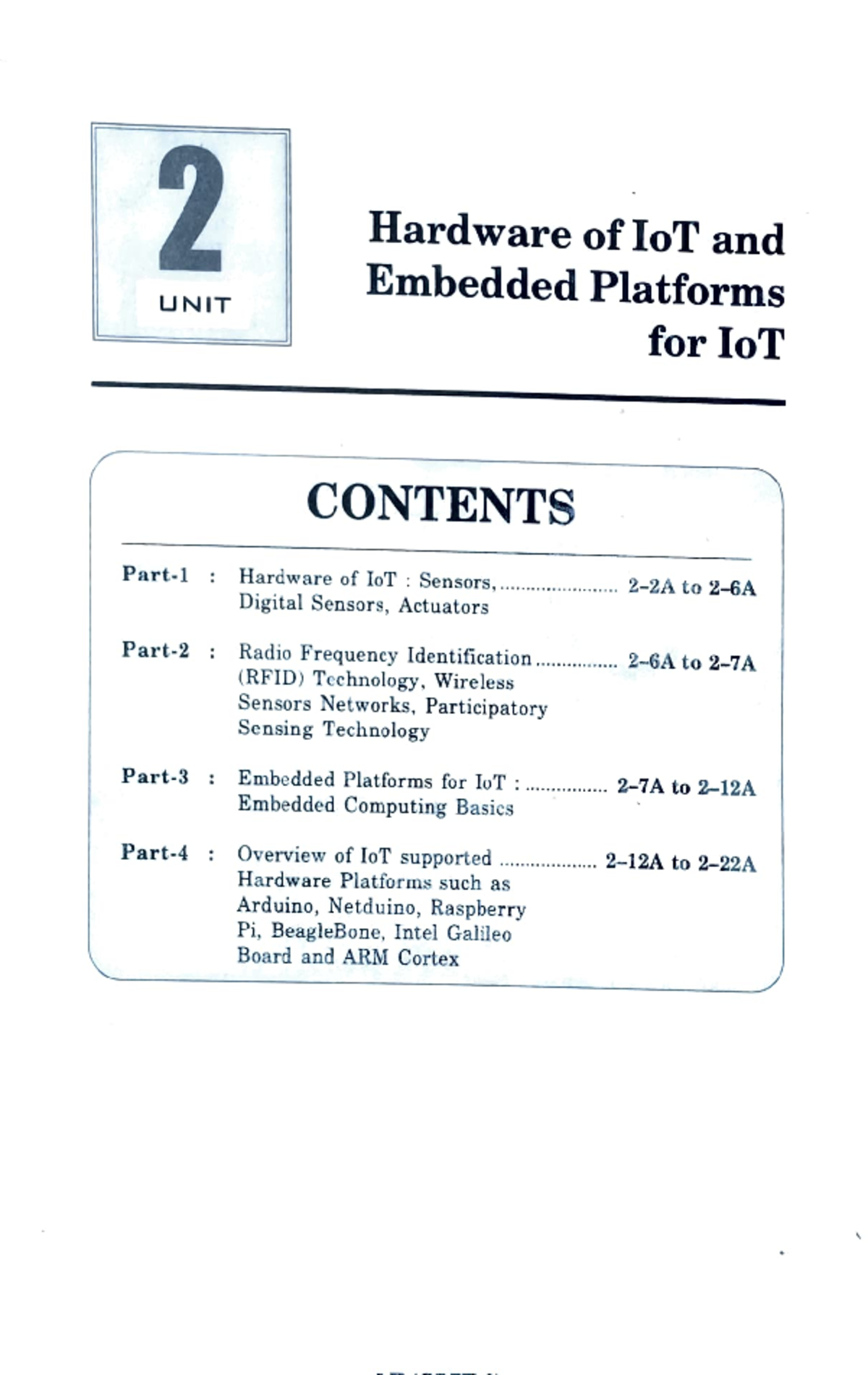 Internet of Things-Notes (Unit-II) - 2 UNIT Part-1 : Part-2: Hardware ...