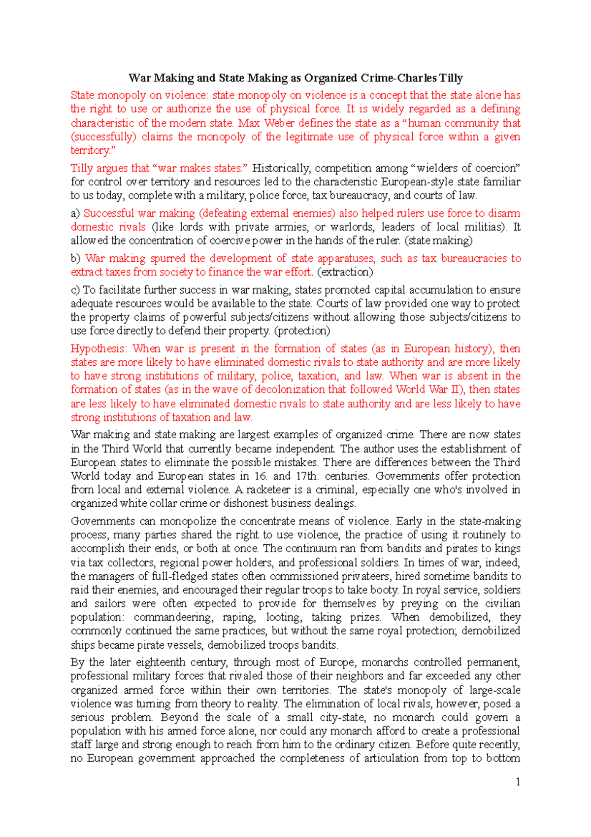 War Making and State Making as Organized Crime - It is widely regarded ...