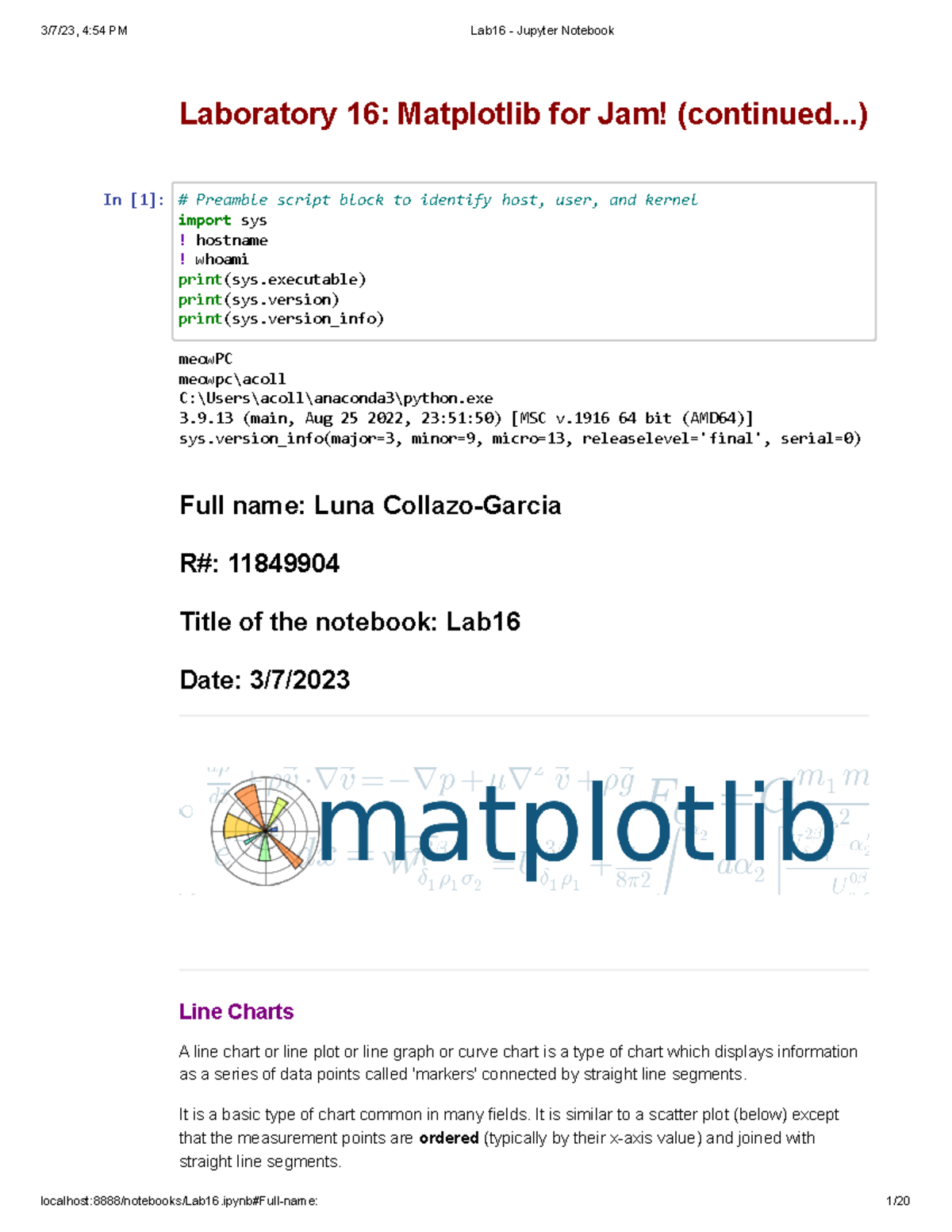 Lab16 Jupyter Notebook Laboratory 16 Matplotlib For Jam