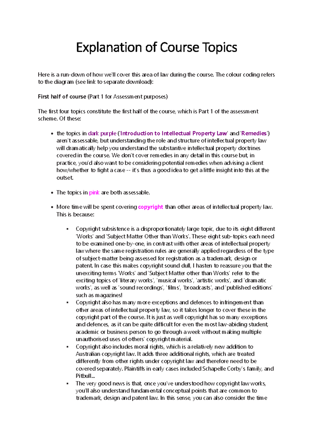 Foundations of IP - Explanation of Course Topics - Explanation of ...