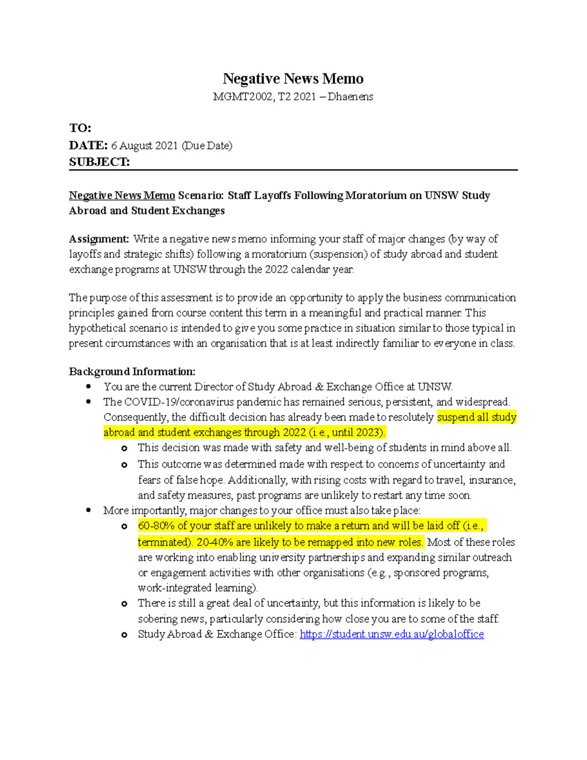 Negative News Memo, T2 2021 - Negative News Memo MGMT2002, T2 2021 ...