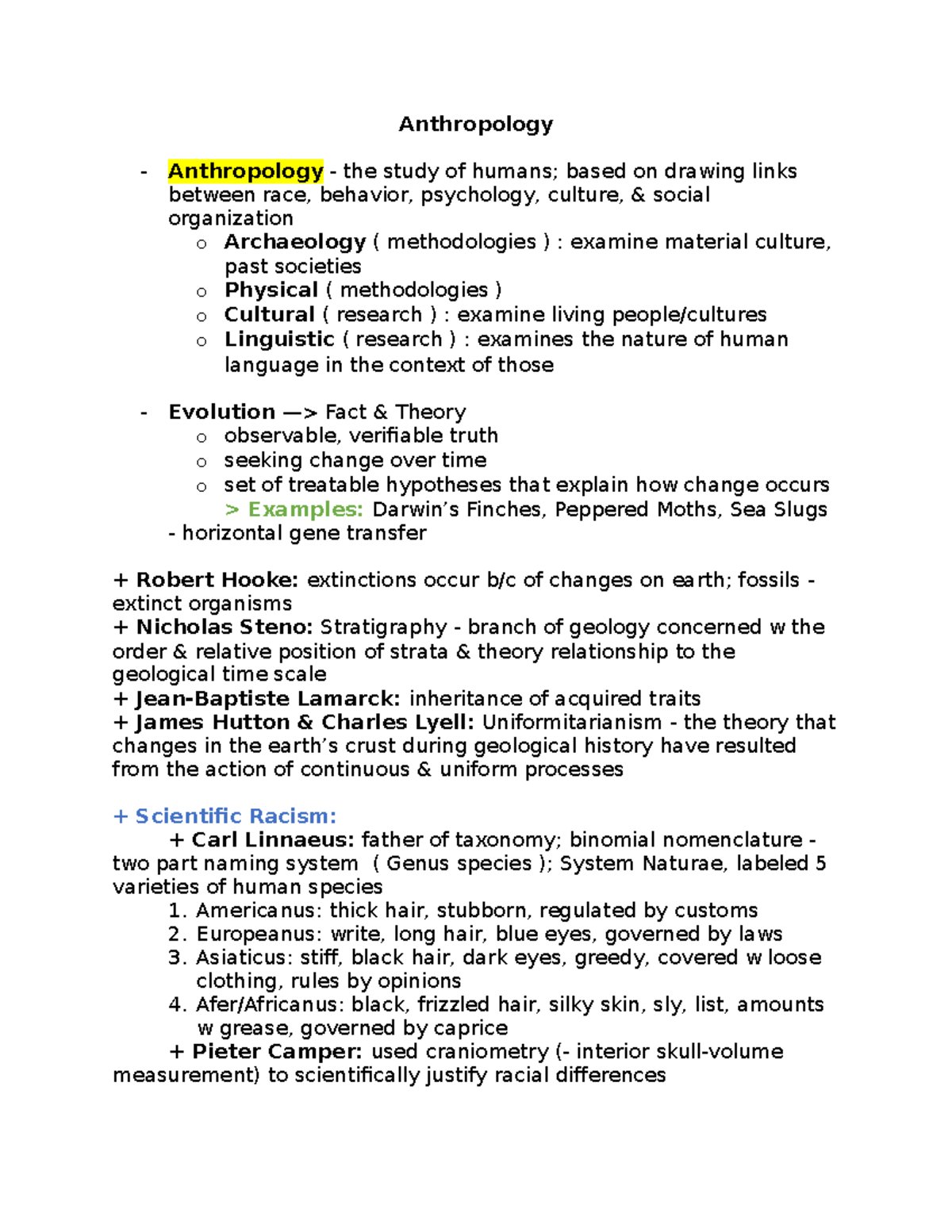 Introduction to Physical Anthropology - Anthropology Anthropology - the ...