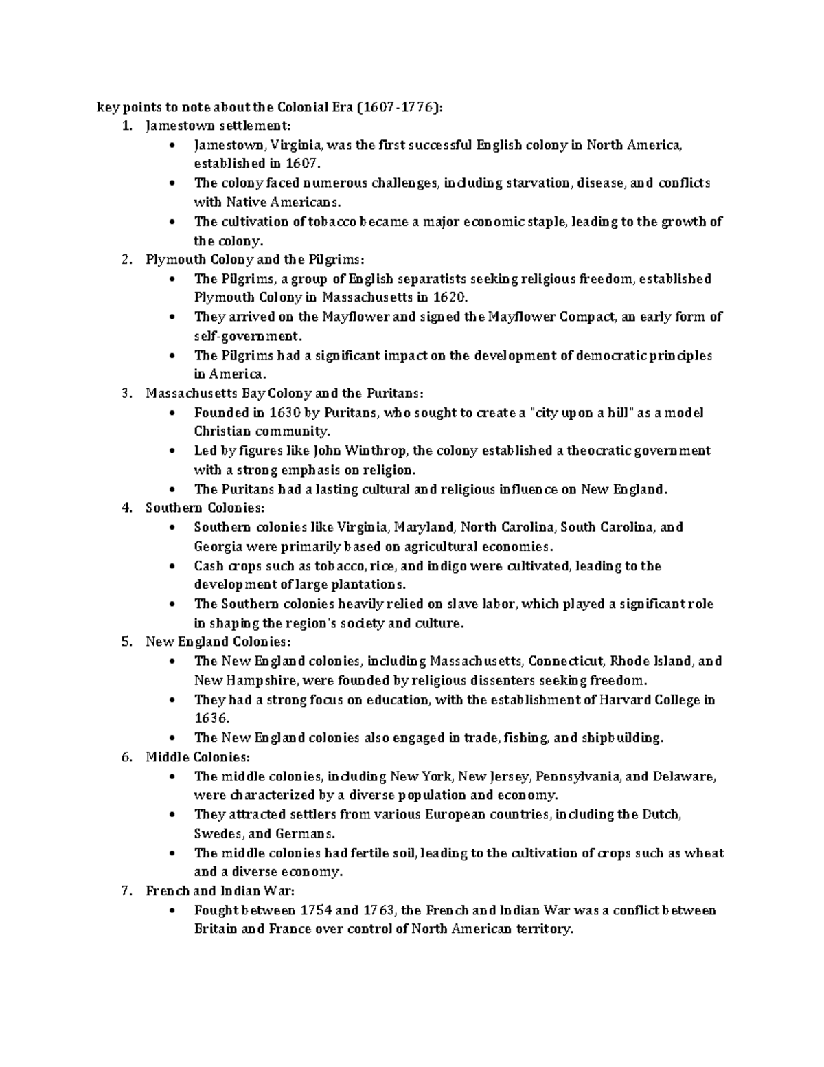 Notes about the Colonial Era - Jamestown settlement: - Jamestown ...