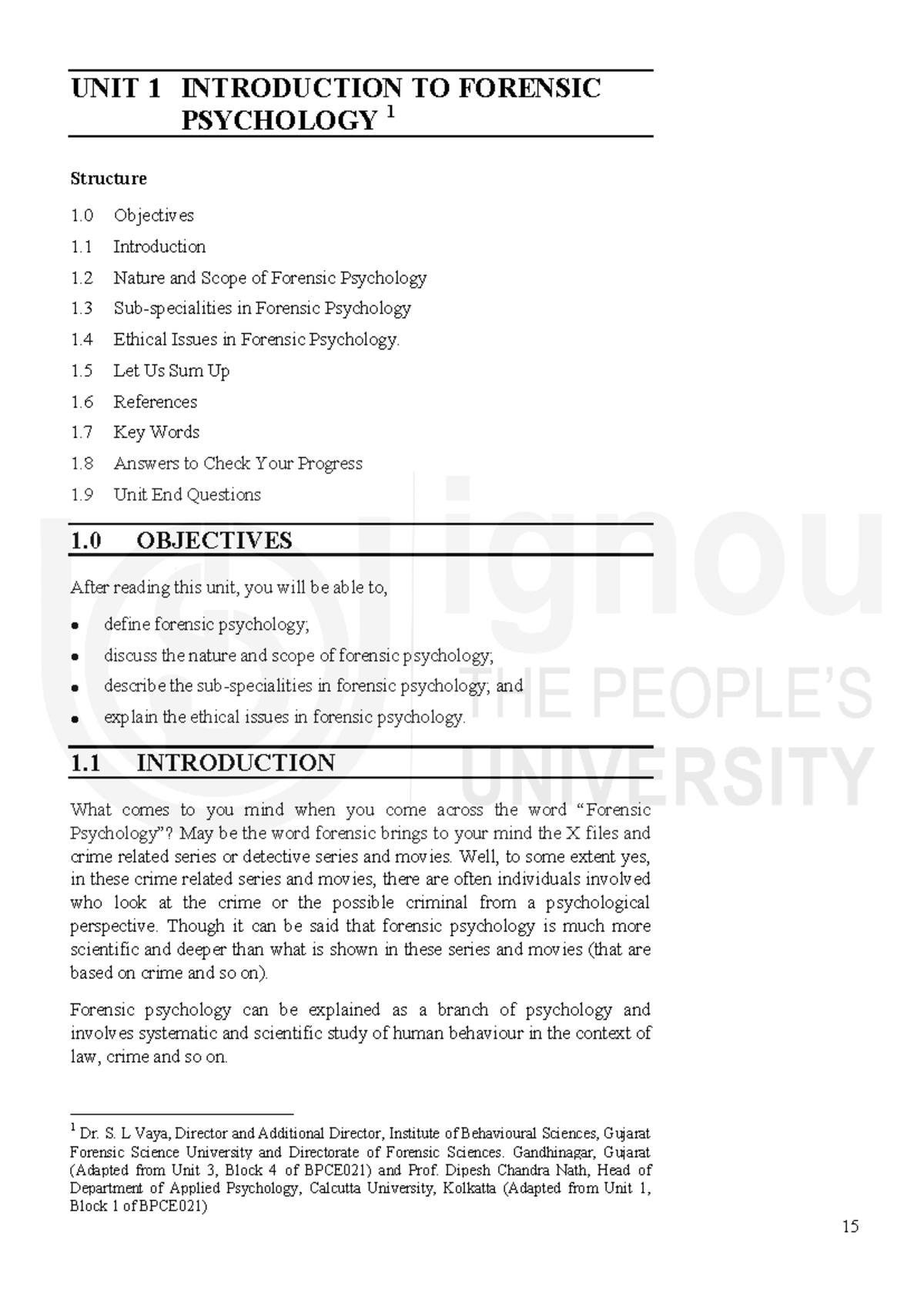 Unit-1 - Introduction to Forensic Psychology UNIT 1 INTRODUCTION TO ...