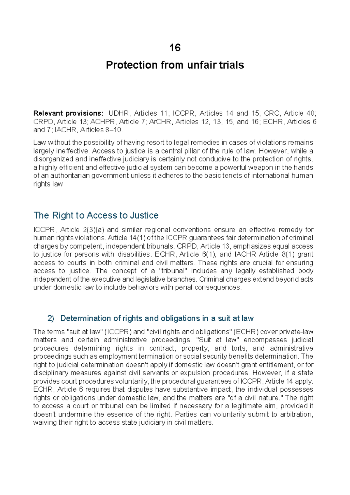 Chapter 16 - Riassunto The Law of International Human Rights Protection ...