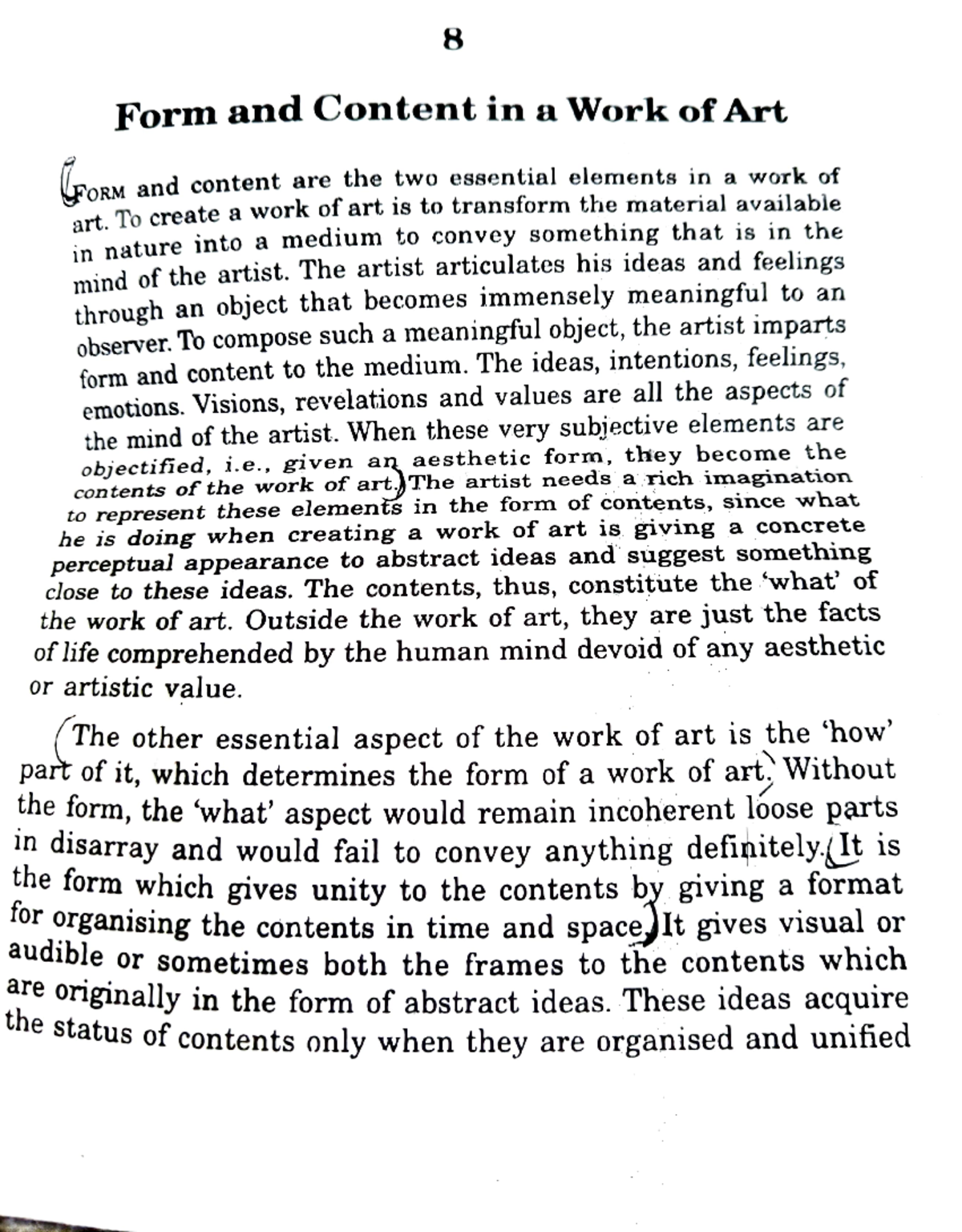 form and content in a work of art - 8 Form and Content in a Work of Art ...