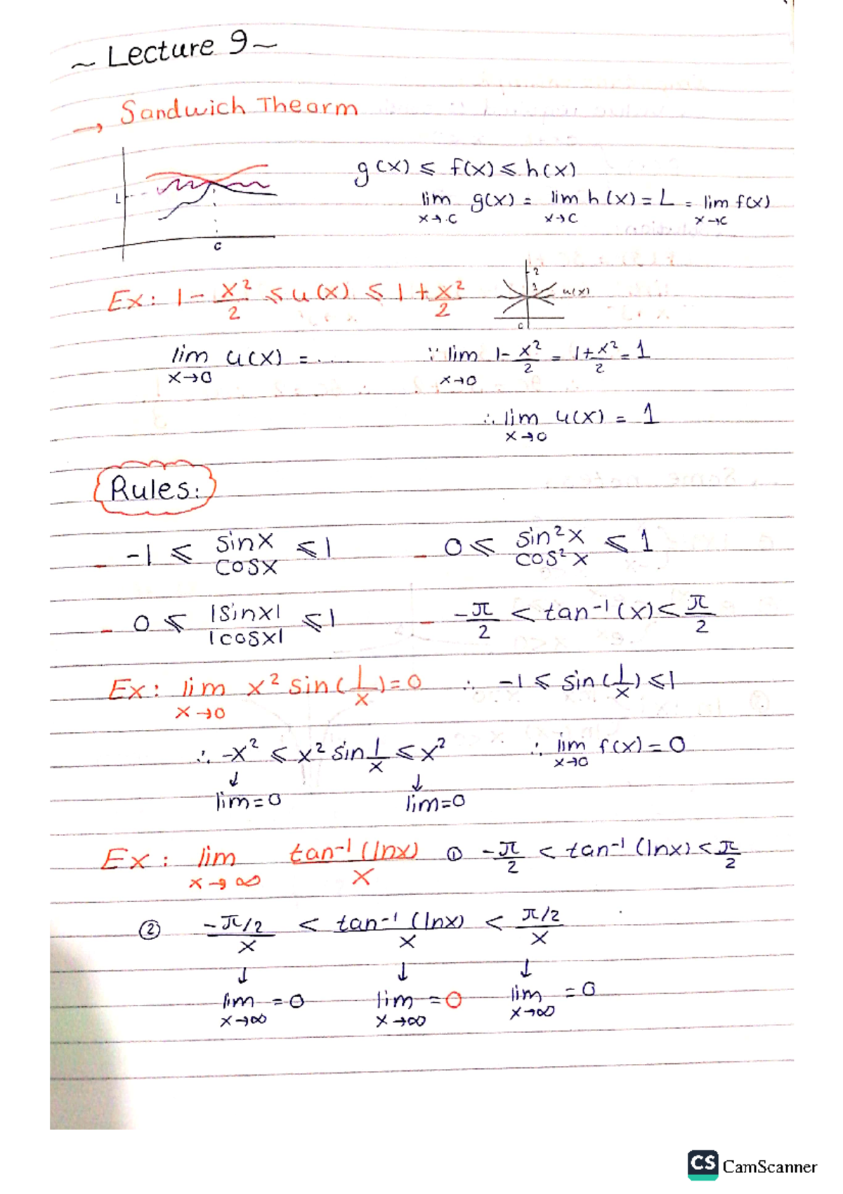 Lec 9 - notes - Calculus I - CamScanner CamScanner - Studocu
