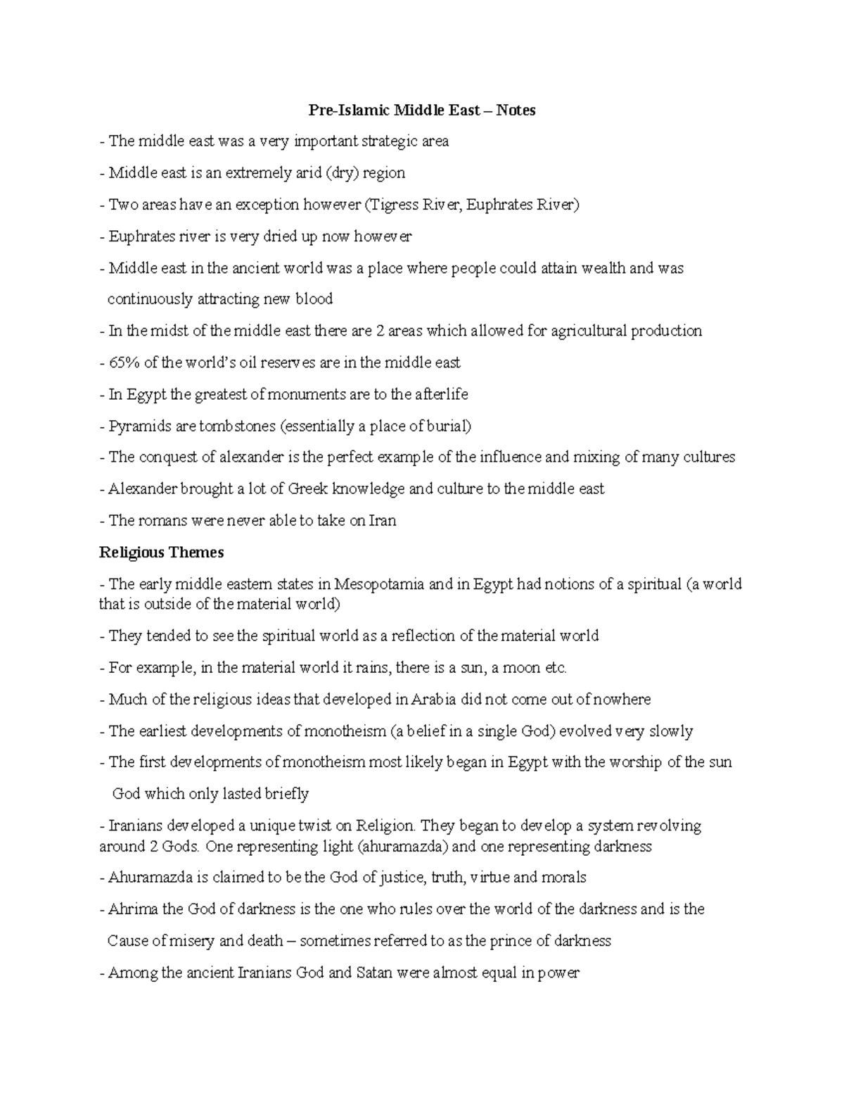 Islamic Civilization - Lecture 1 Notes - Pre-Islamic Middle East ...