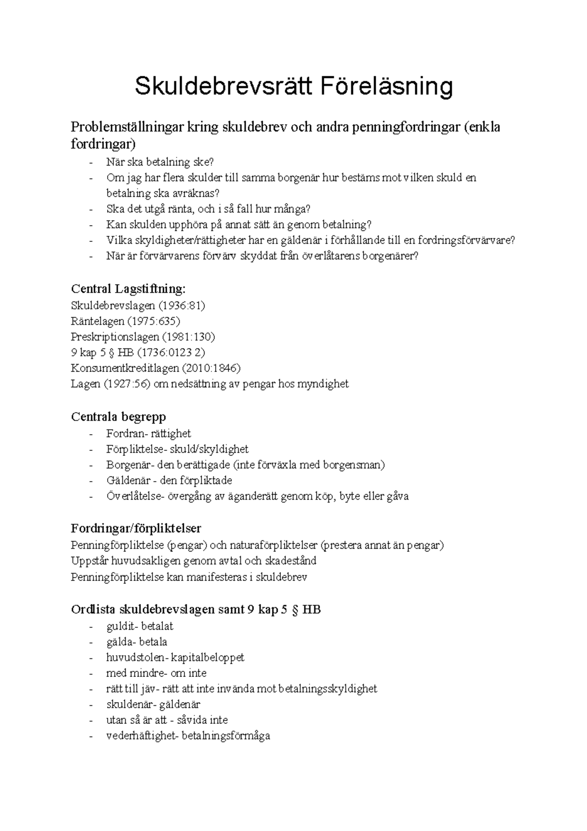 Skuldebrevsrätt Föreläsning - Skuldebrevsrätt Föreläsning ...