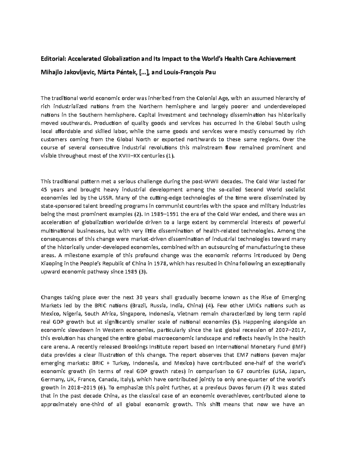 Document - About globalization - Editorial: Accelerated Globalization ...