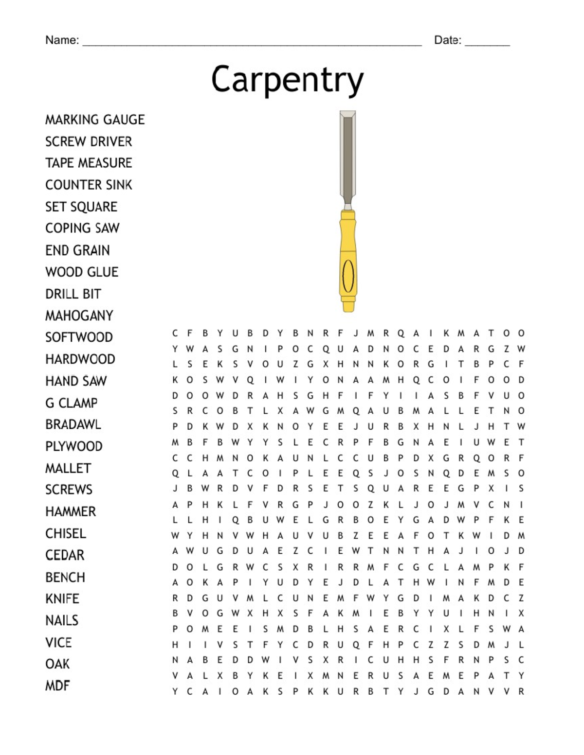 TLE8 Puzzle-wk1-2 - activity sheets - Name: Date: Carpentry MARKING ...