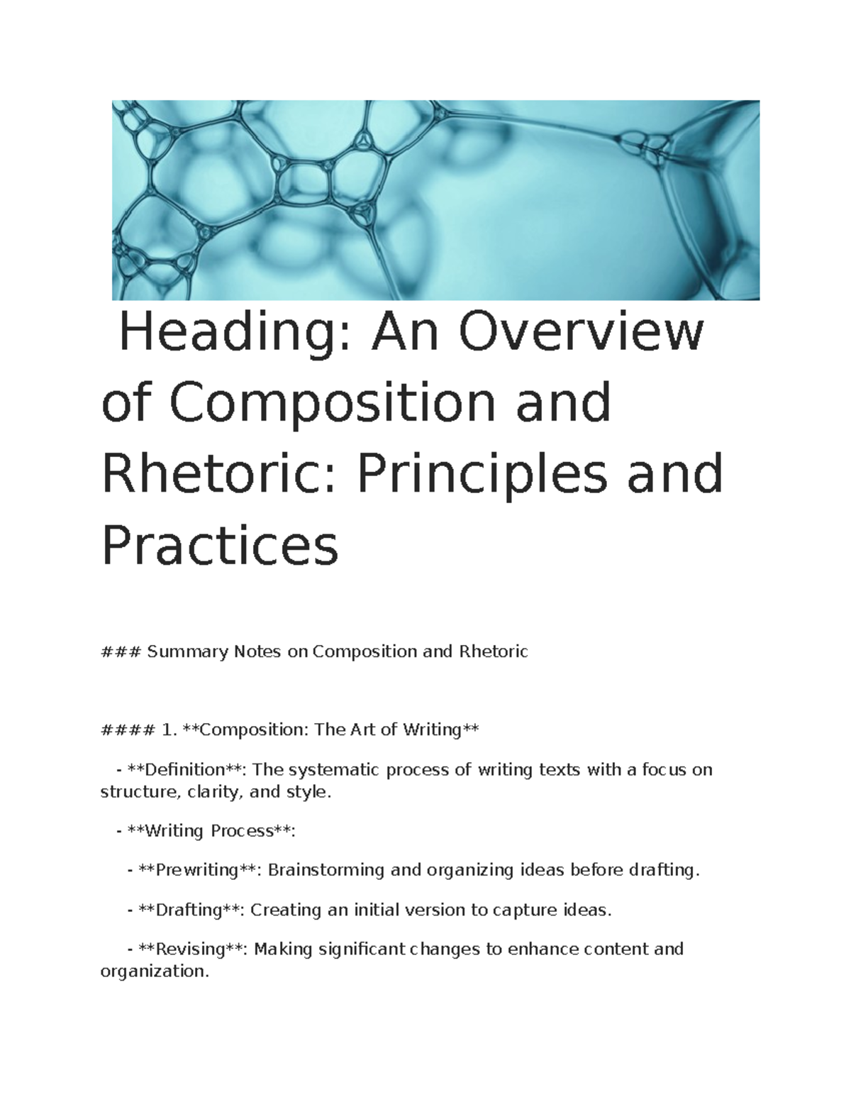 Heading An Overview of Composition and Rhetoric Principl - Heading: An ...